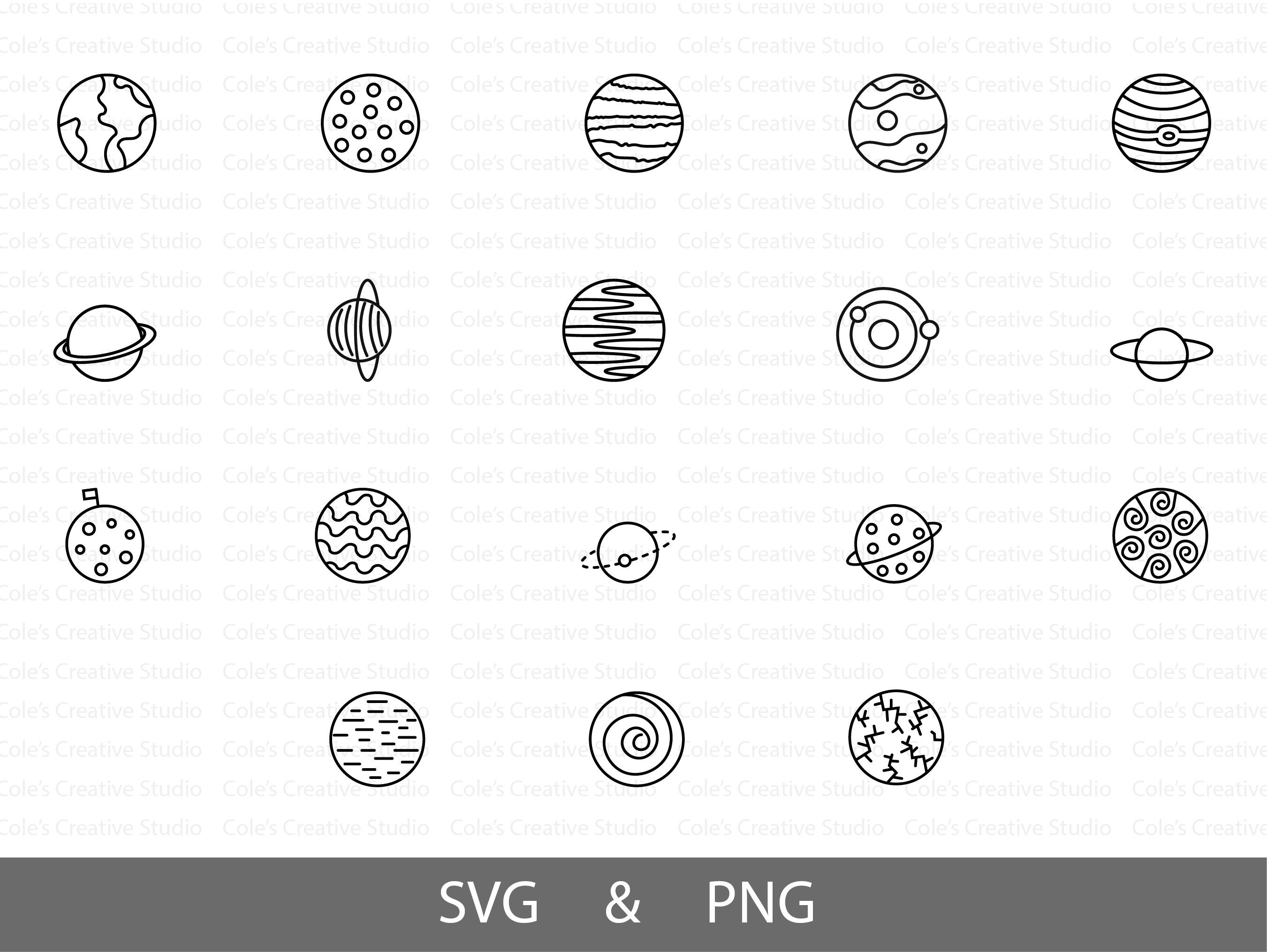 Planet Icon SVG, Galaxy SVG, Solar System, Planets Clipart, Space ...