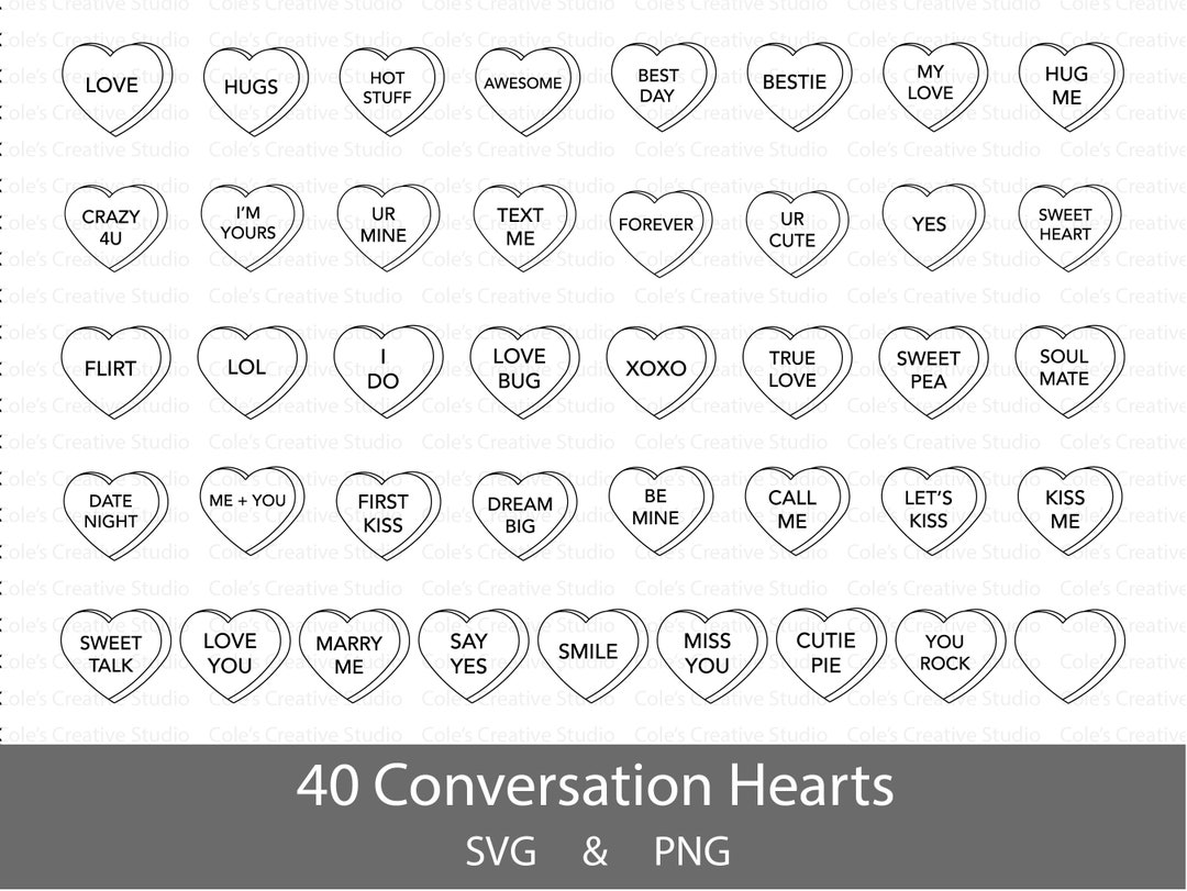 40 Conversation Hearts Svg Bundle, Conversation Hearts Svg ...