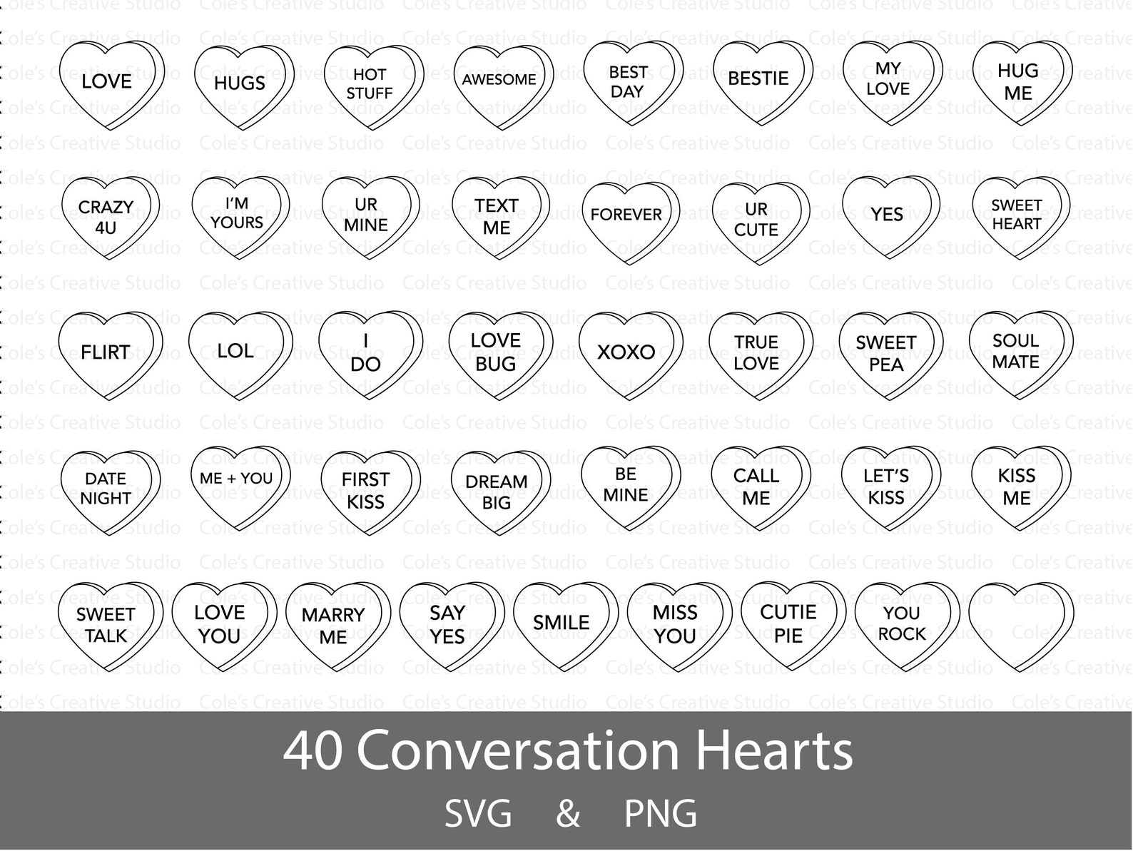 40 Conversation Hearts Svg Bundle, Conversation Hearts Svg ...