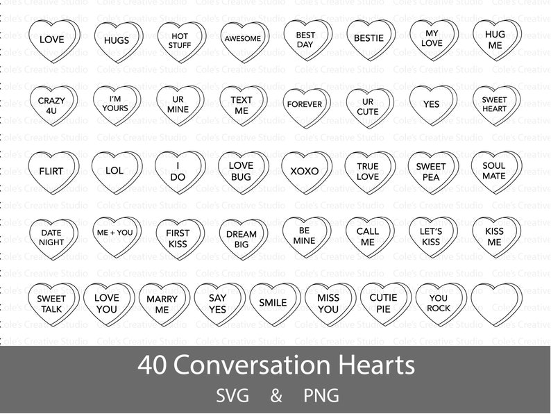 40 Conversation Hearts Svg Bundle, Conversation Hearts Svg ...
