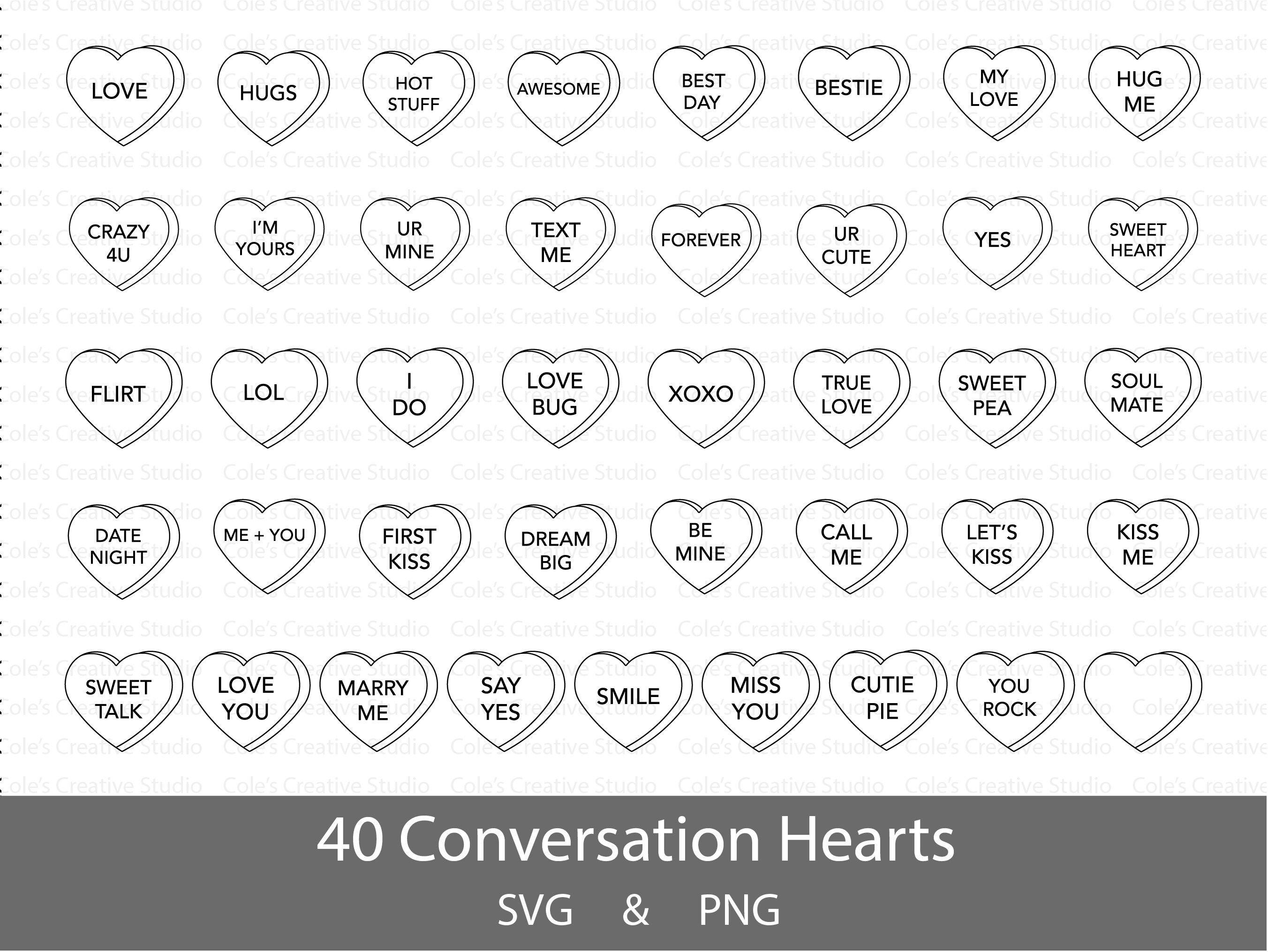 40 Conversation Hearts Svg Bundle, Conversation Hearts Svg ...