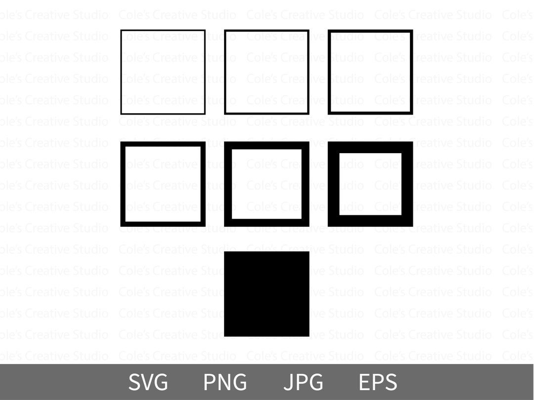 Square Outline Frames SVG, Different Thickness, Square Border SVG ...