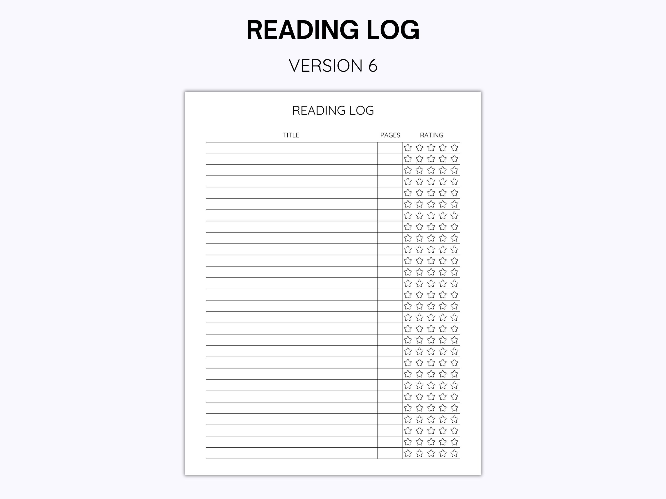 Reading Log Printable, Book Tracker PDF, Reading Tracker, Book Log ...
