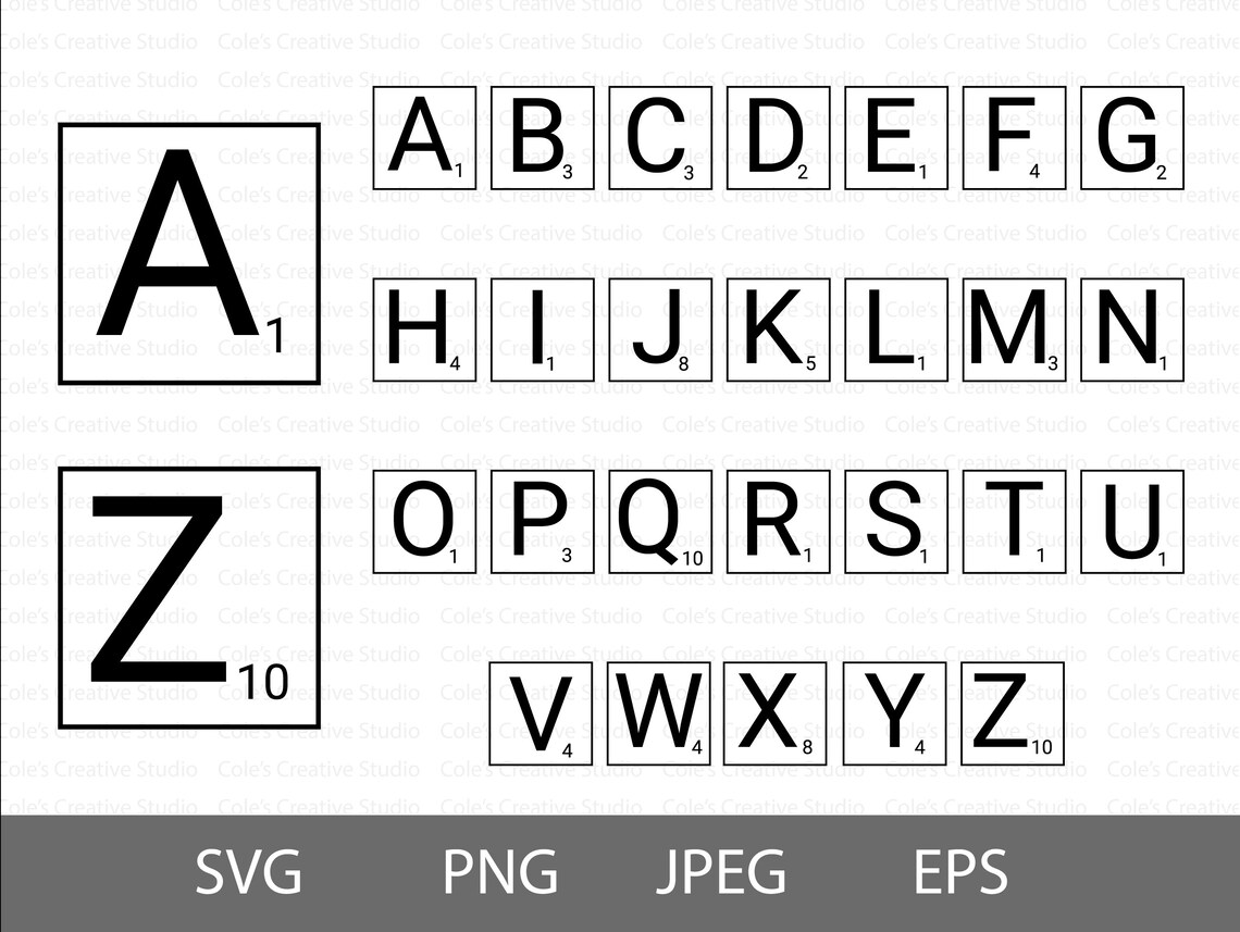 Tile Alphabet Svg, ABC Tiles, Abc Tiles Svg, Game Tiles Alphabet ...