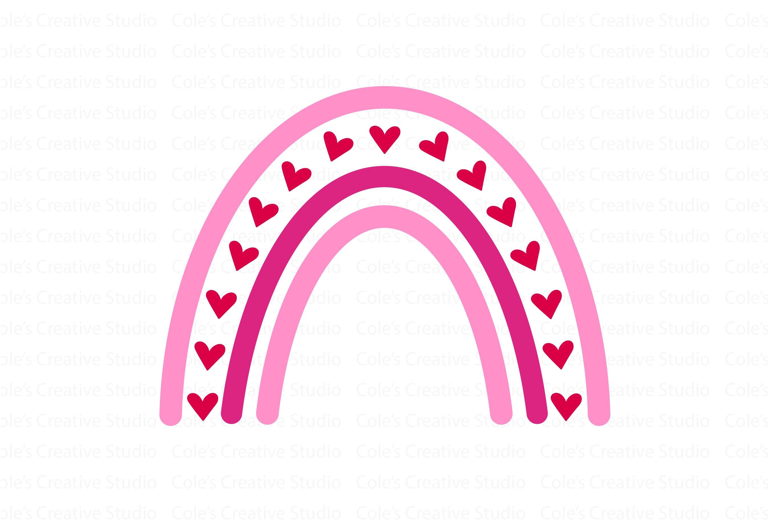 Pink Doodle Heart Boho Rainbow Svg, Boho Rainbow Svg, Boho Rainbow Png ...