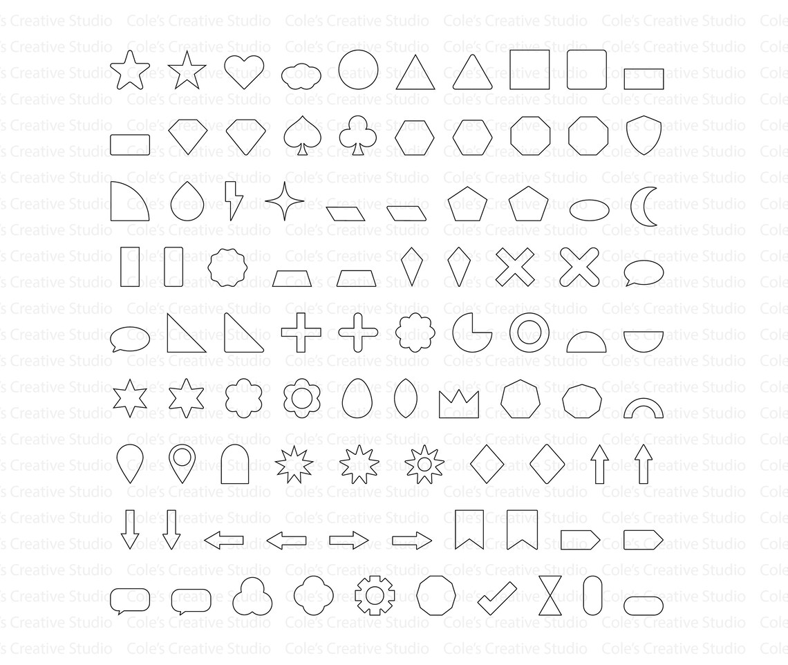 Basic Shape Outline Stamp Brushes, Procreate Stamps, Procreate Brushes ...
