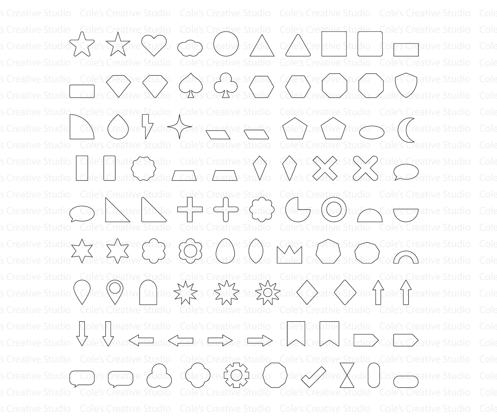 Basic Shape Outline Stamp Brushes, Procreate Stamps, Procreate Brushes, Stamp Bundle, Basic ...