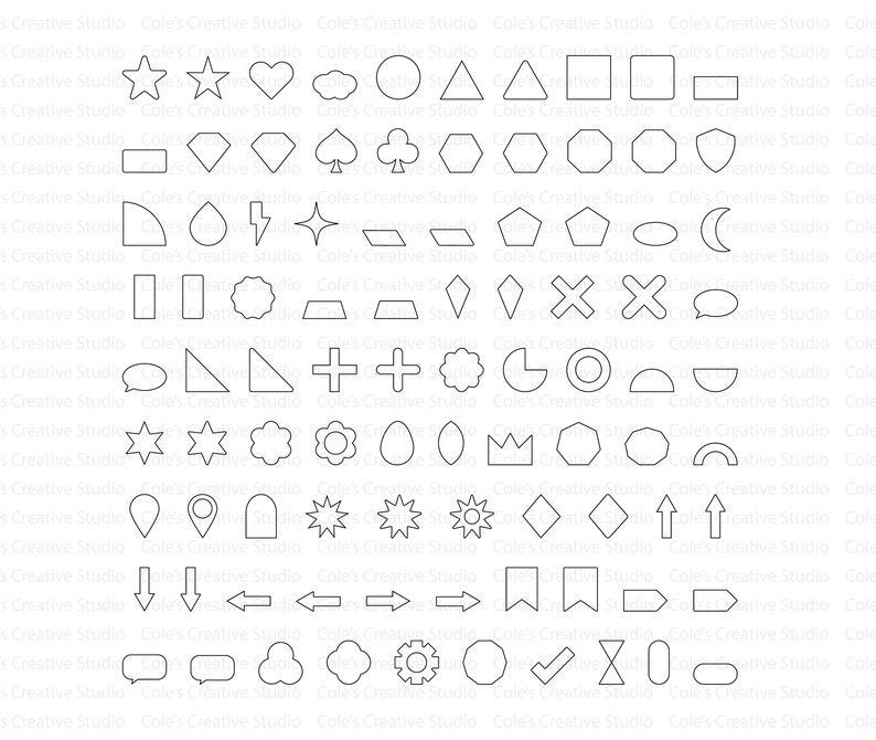 Basic Shape Outline Stamp Brushes, Procreate Stamps, Procreate Brushes ...