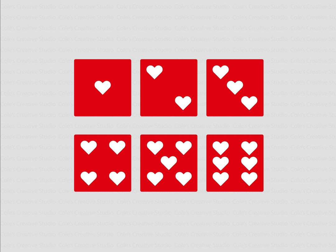 Red White Heart Dice Svg, Dice Set, Dice Svg, Dice Vector, Dice Clipart ...