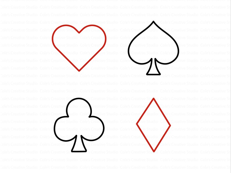 Card Suits Svg, Card Suit Outline Svg, Card Suits Clipart, Spades Svg ...