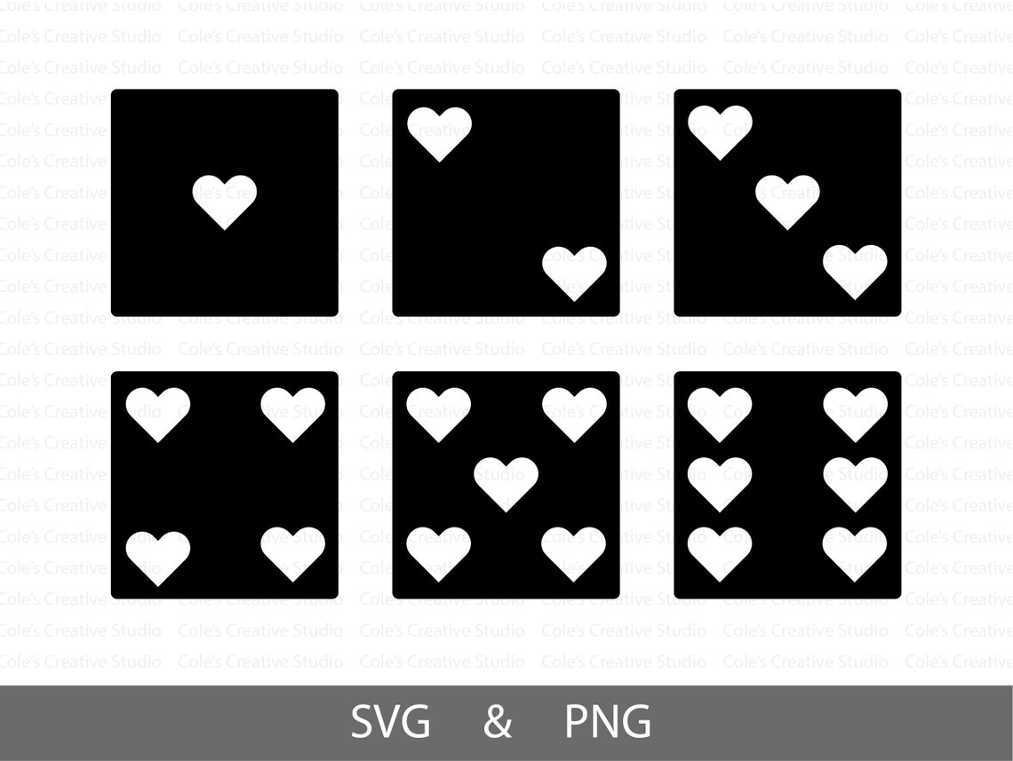 Filled Heart Dice Set Svg, Dice Set, Dice Svg, Dice Vector, Dice ...