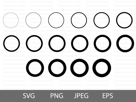 Circle Outline SVG Different Thickness Circles Circle Frame | Etsy