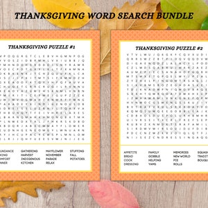 Printable Thanksgiving Word Search Bundle, Thanksgiving Entertaining ...