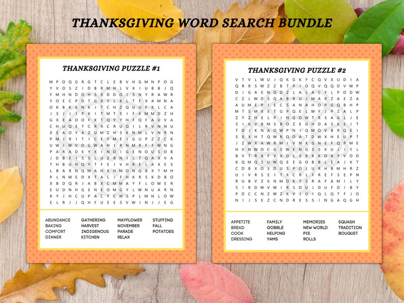 Printable Thanksgiving Word Search Bundle, Thanksgiving Entertaining ...