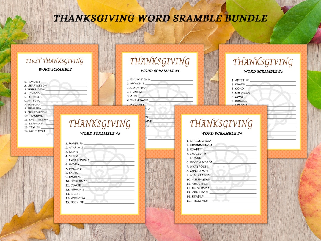 Thanksgiving Word Scramble Bundle, Thanksgiving Entertaining, Word ...