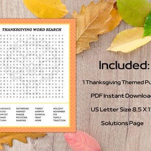 Printable Thanksgiving Word Search, Thanksgiving Entertaining, Harvest ...