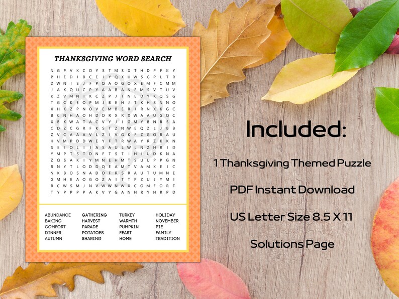 Printable Thanksgiving Word Search, Thanksgiving Entertaining, Harvest ...