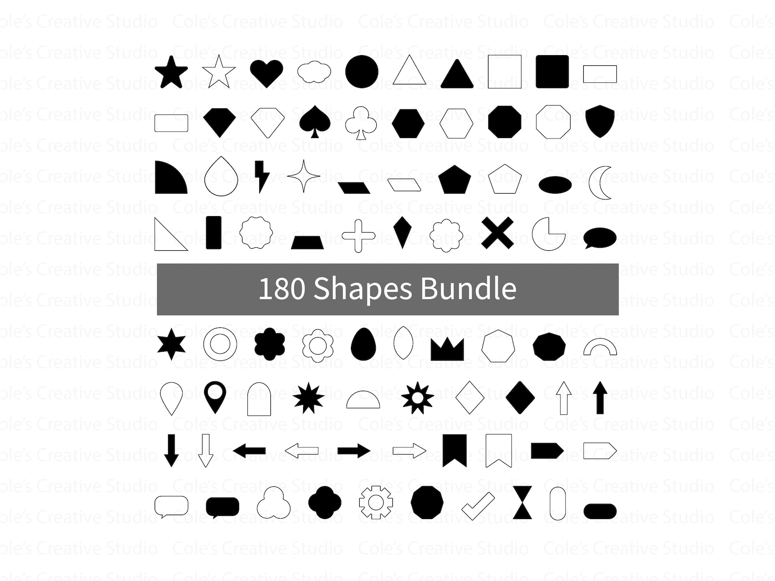 180 Basic Shape SVG, Basic Shapes Svg, Basic Shapes Clipart, Shape Svg Bundle, Geometric Shapes ...