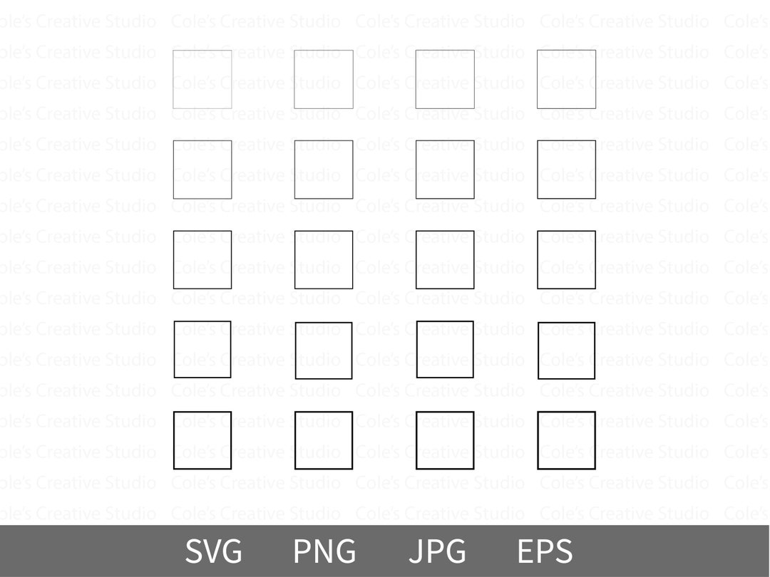Square Outline SVG, Different Thickness, Square Border SVG, Square ...