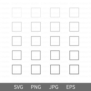 Square Outline SVG, Different Thickness, Square Border SVG, Square ...