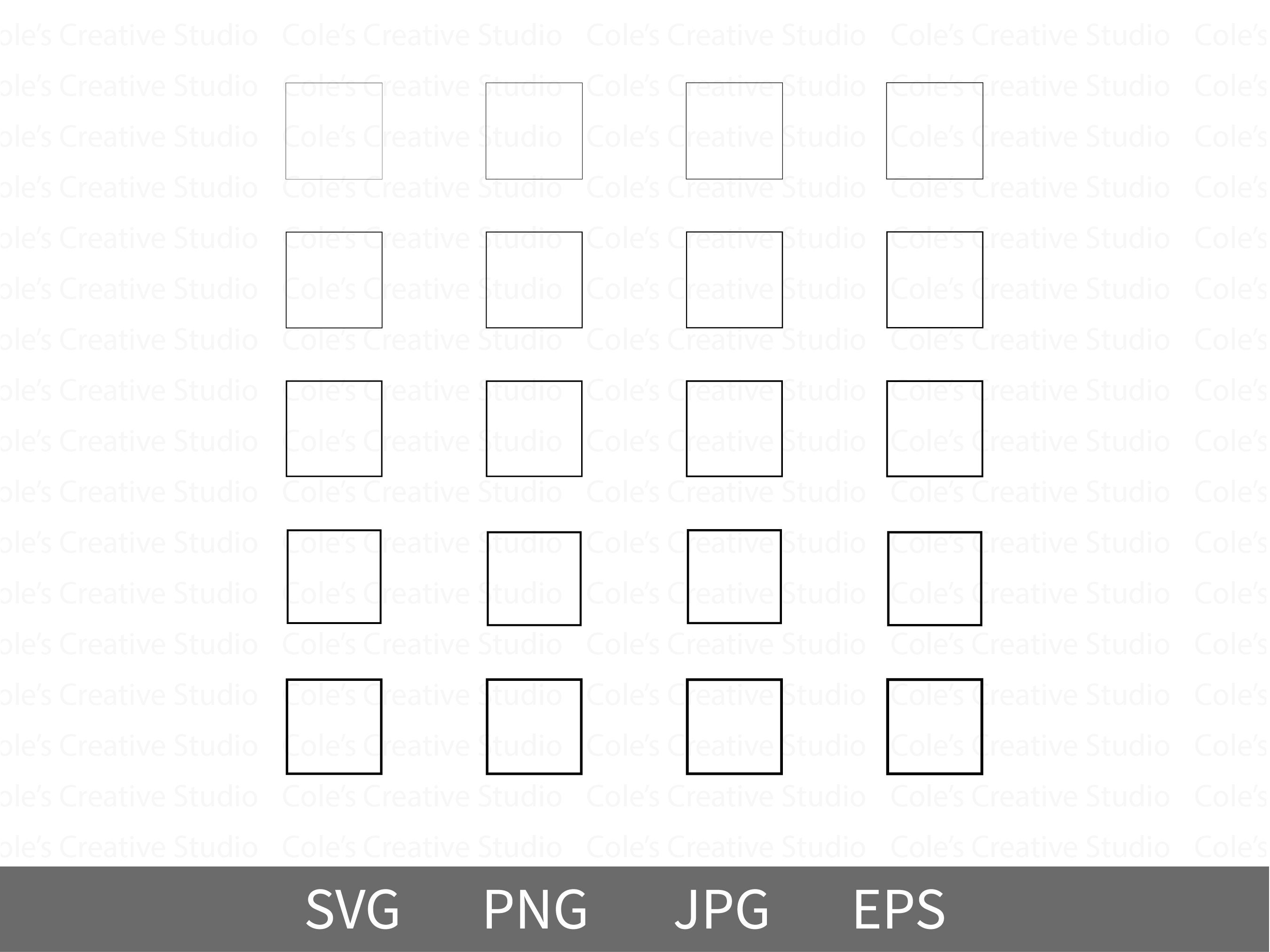 Square Outline SVG, Different Thickness, Square Border SVG, Square ...