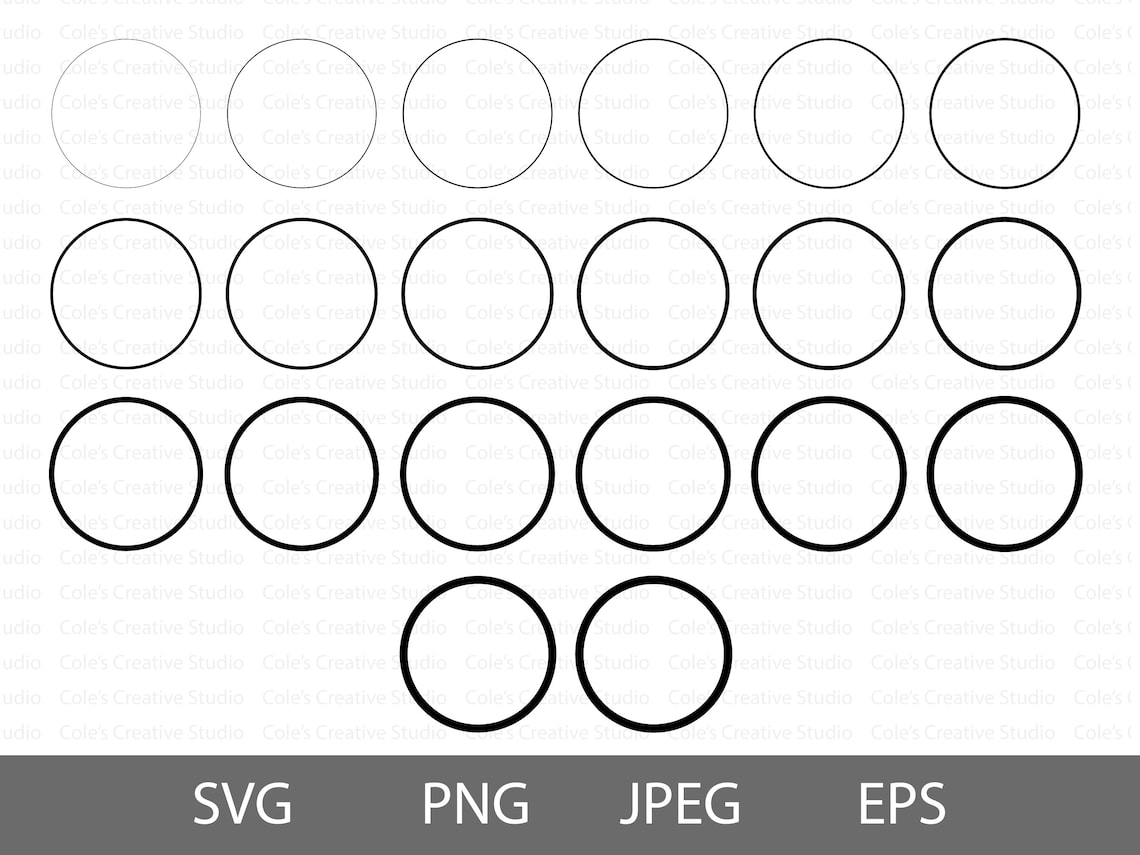 Circle Outline SVG, Different Thickness Circles, Circle Frame SVG ...