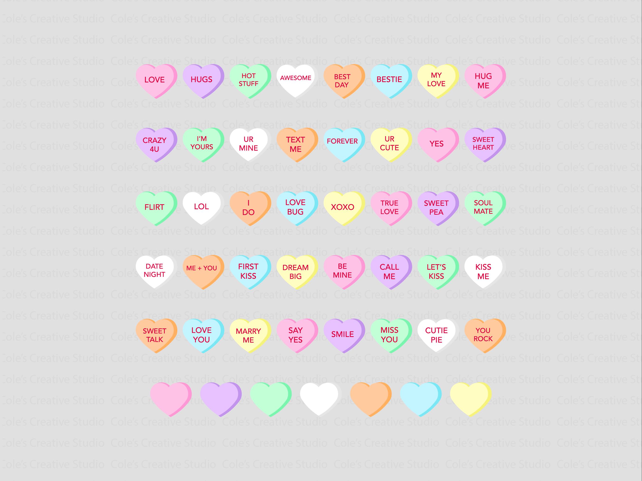 40 Conversation Hearts Svg Bundle, Conversation Hearts Svg ...