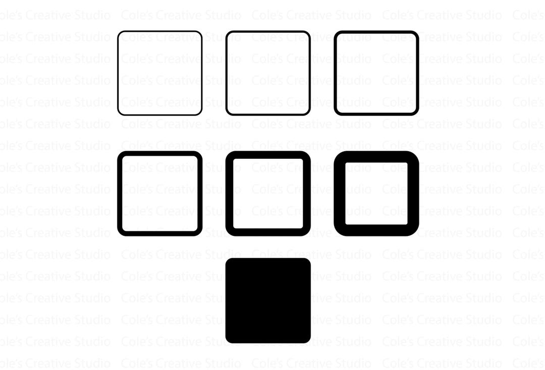 Rounded Square Outlines SVG, Different Thickness, Square Border SVG ...