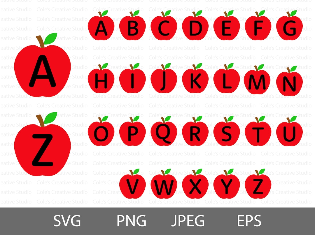 Apple Alphabet Svg Bundle, Apple Letters Svg, Apple Svg, Apple Vector ...