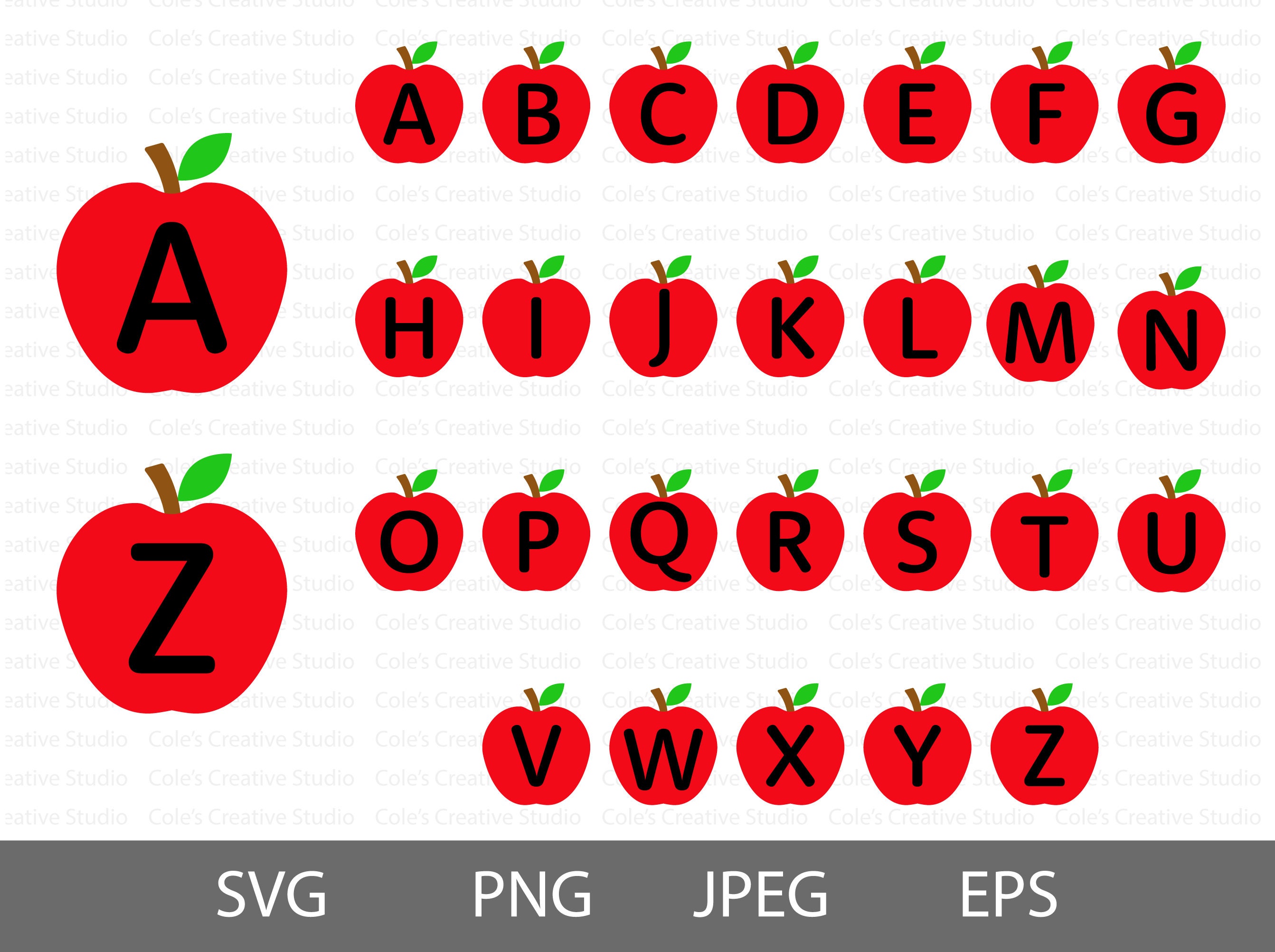 Apple Alphabet Svg Bundle, Apple Letters Svg, Apple Svg, Apple Vector ...