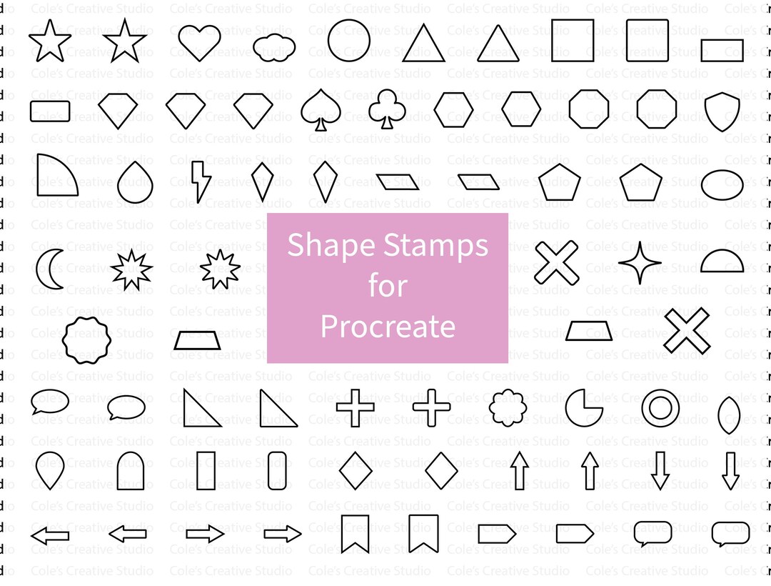 Basic Shape Outline Stamp Brushes, Procreate Stamps, Procreate Brushes ...
