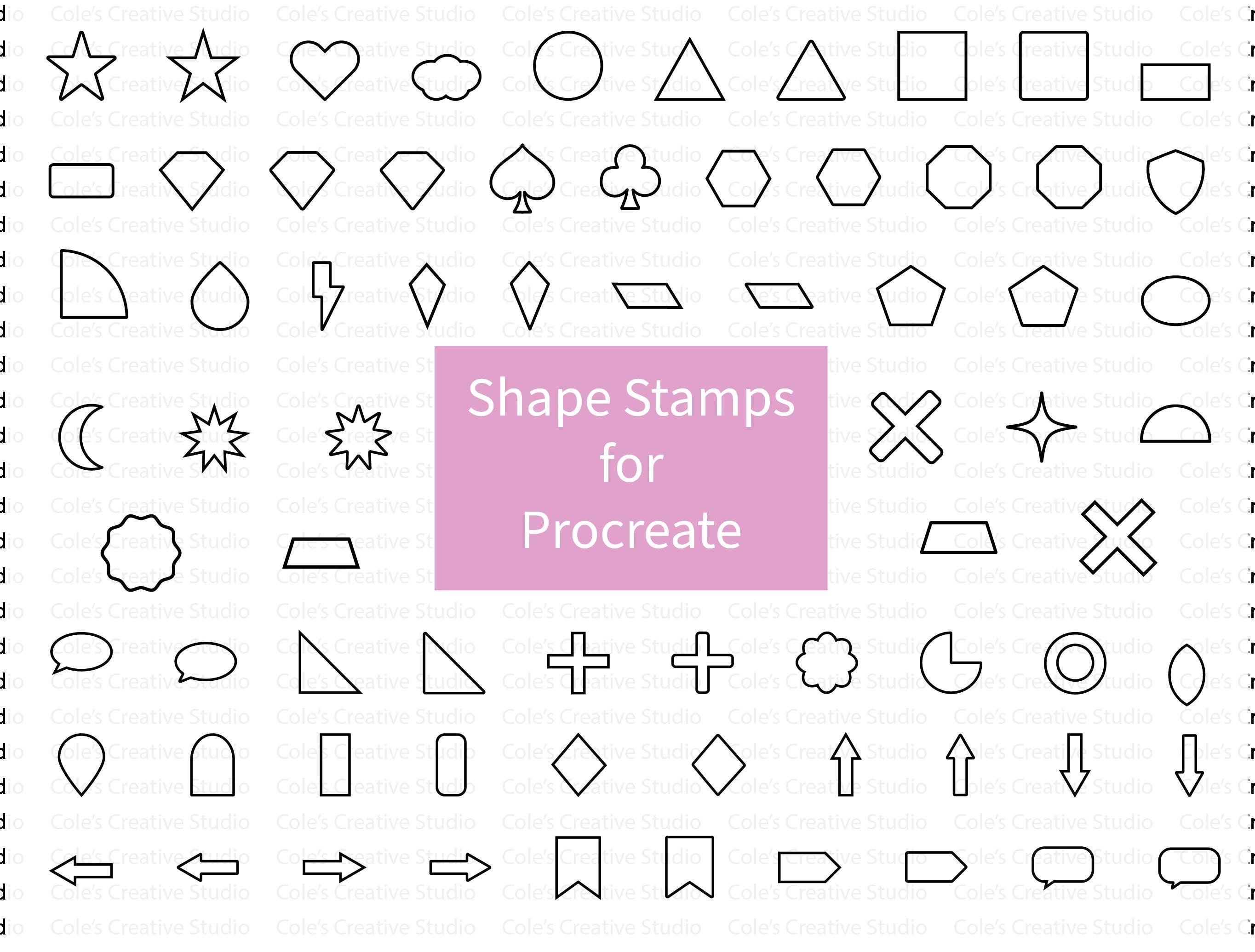 Basic Shape Outline Stamp Brushes, Procreate Stamps, Procreate Brushes ...