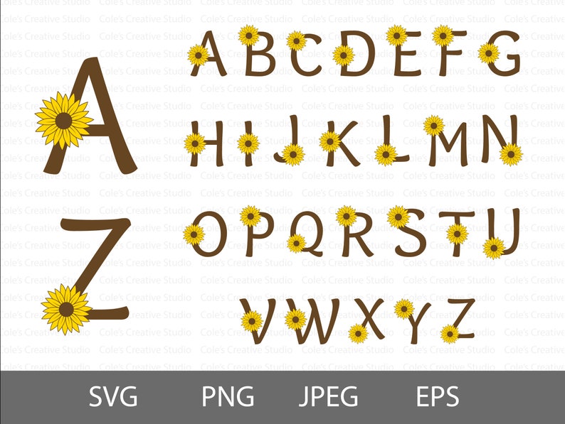 Sunflower Alphabet Svg Bundle, Sunflower Svg, Wildflower Svg, Sunflower ...