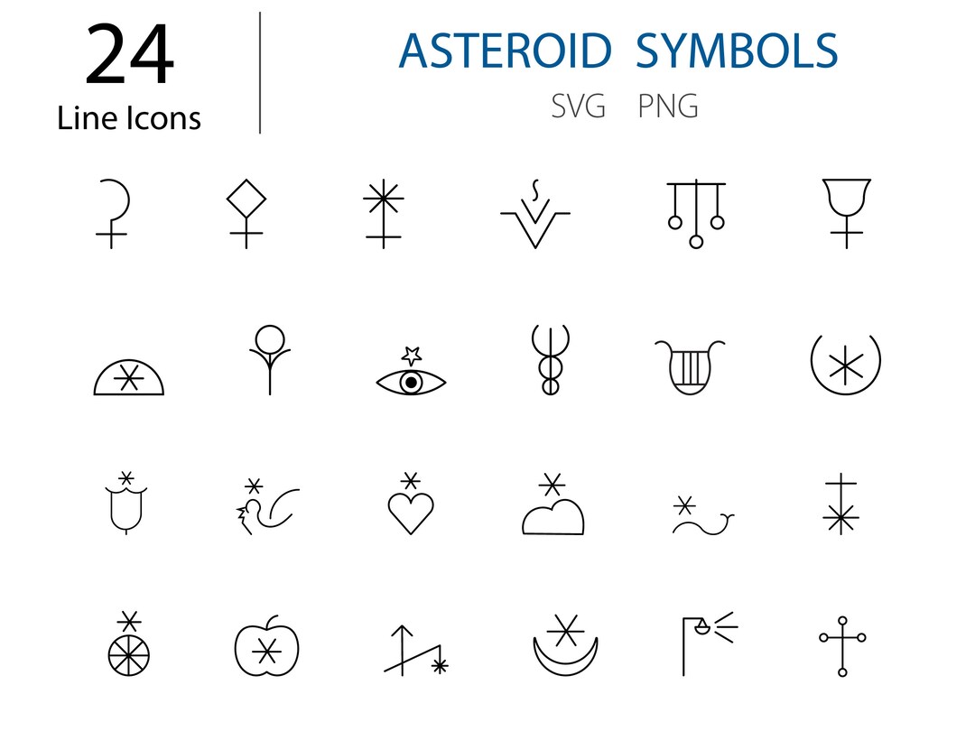 Asteroid Symbols Icons, Celestial SVG, Galaxy SVG, Asteroid Icons ...