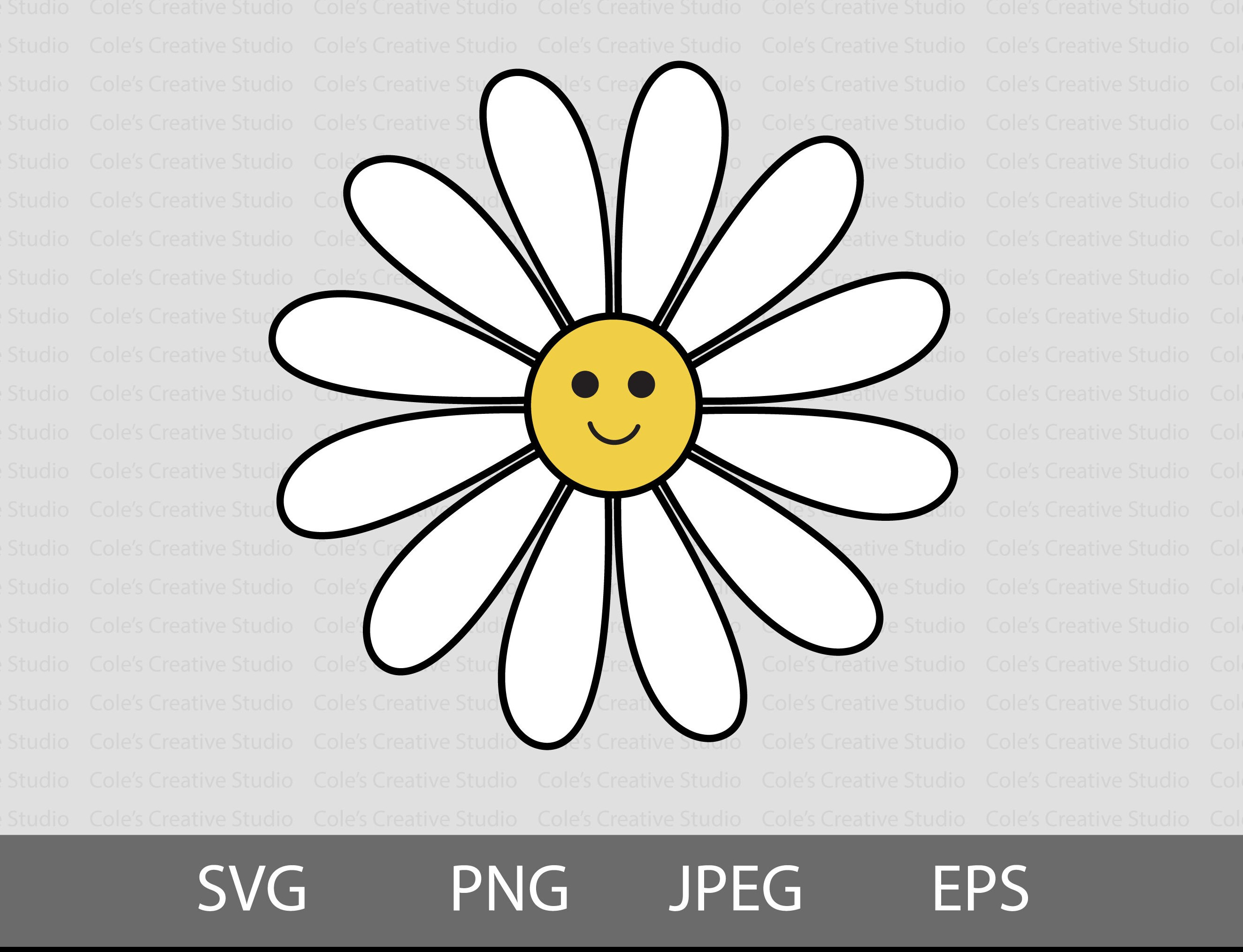 Daisy Svg, Daisy Smiley Face, Smiley Face Svg, Daisy Vector, White ...