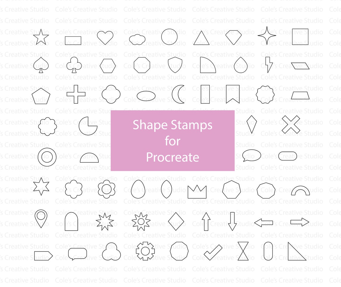 Basic Shape Outline Stamp Brushes, Procreate Stamps, Procreate Brushes ...