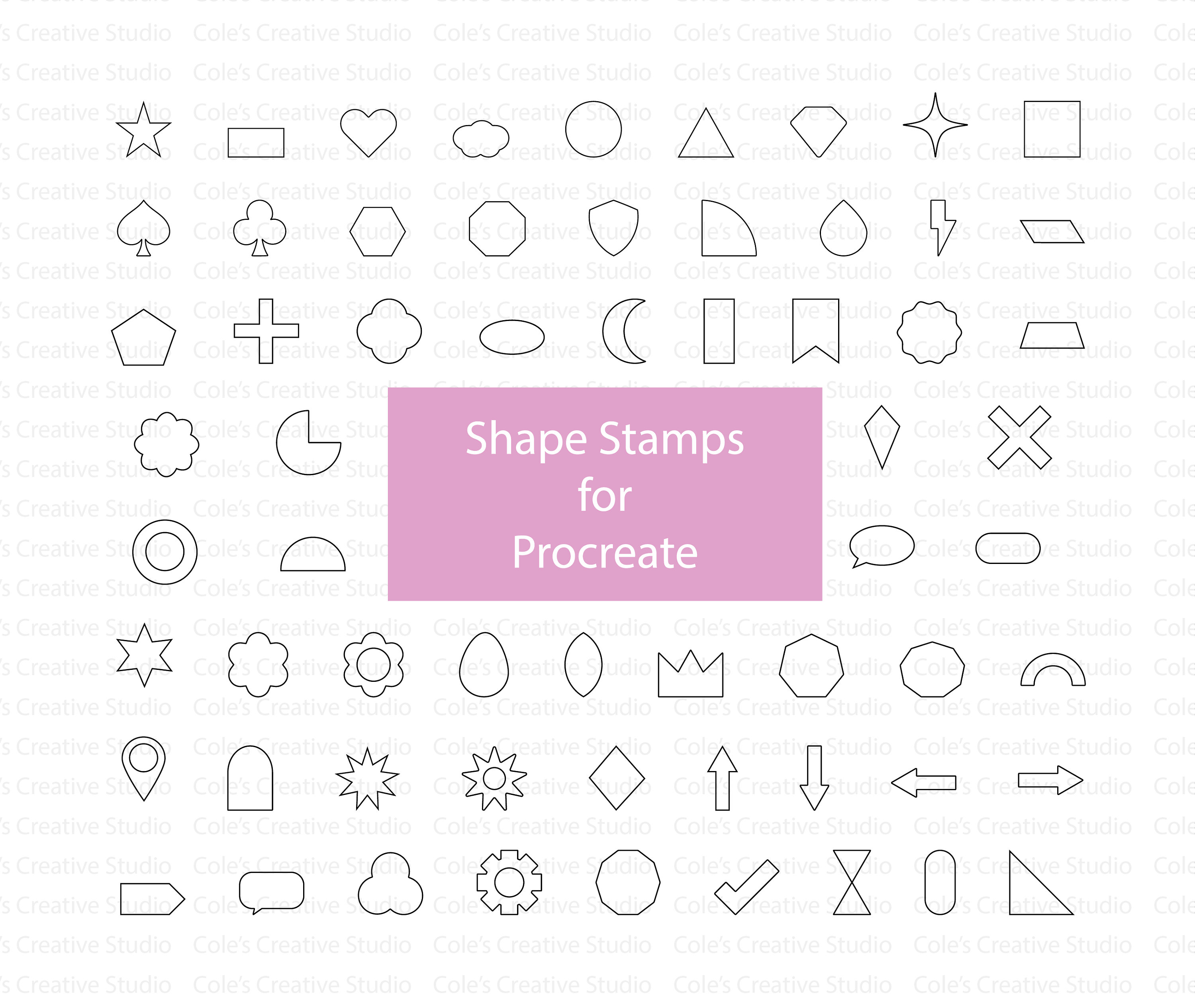 Basic Shape Outline Stamp Brushes, Procreate Stamps, Procreate Brushes ...