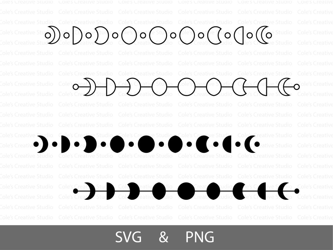 Moon Phase Line Art, Moon Phase SVG, Moon SVG, Moon Clipart, Celestial ...