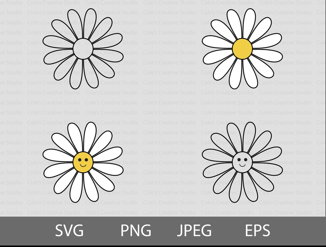 Daisy Svg Bundle, Daisy SVG, Smiley Face Svg, Wildflower Svg, Botanical ...