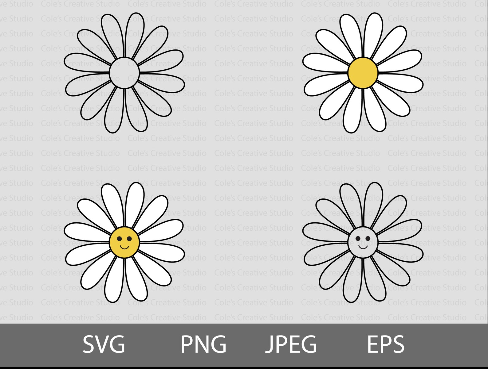 Daisy Svg Bundle, Daisy SVG, Smiley Face Svg, Wildflower Svg, Botanical ...
