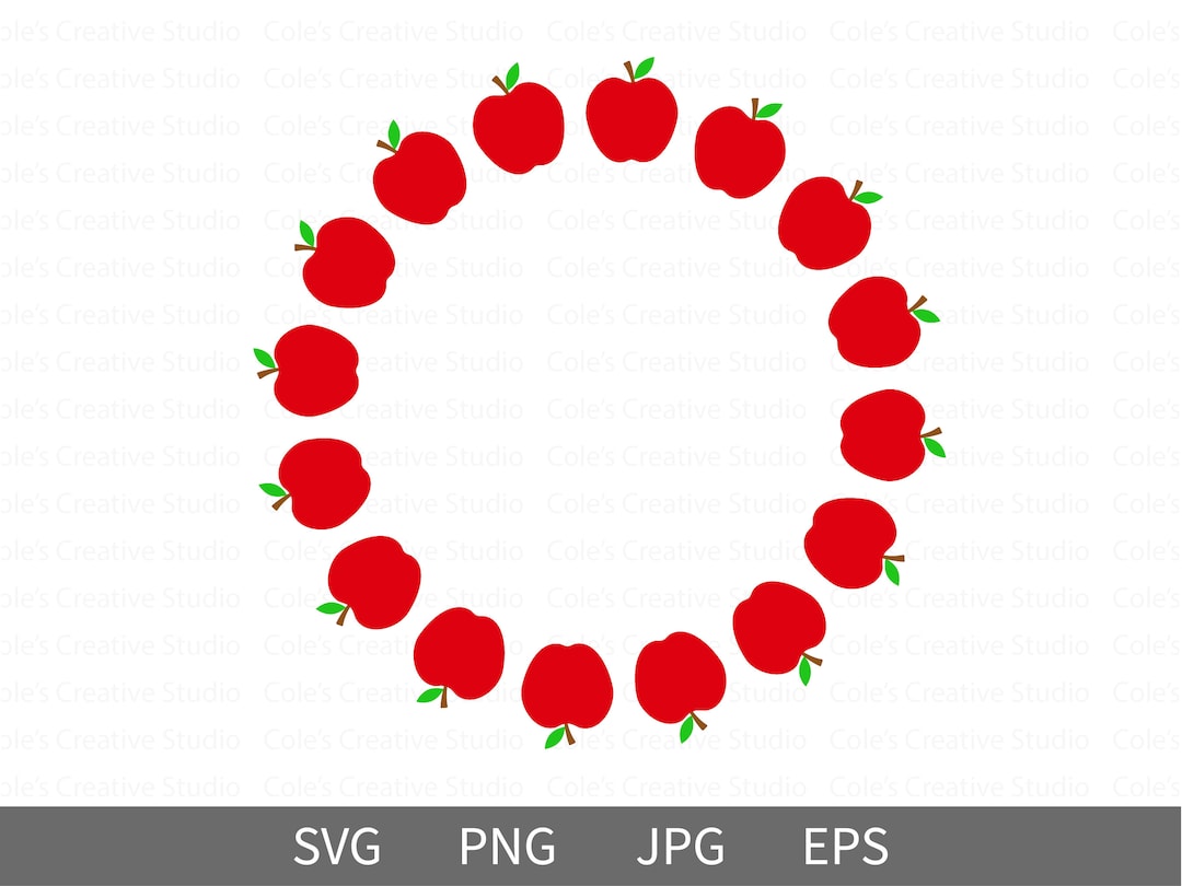 Apple Wreath Svg, Circle Wreath Svg, Red Apple Wreath Svg, Apple Vector ...