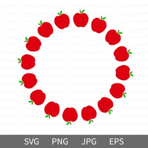 Apple Wreath Svg, Circle Wreath Svg, Red Apple Wreath Svg, Apple Vector ...