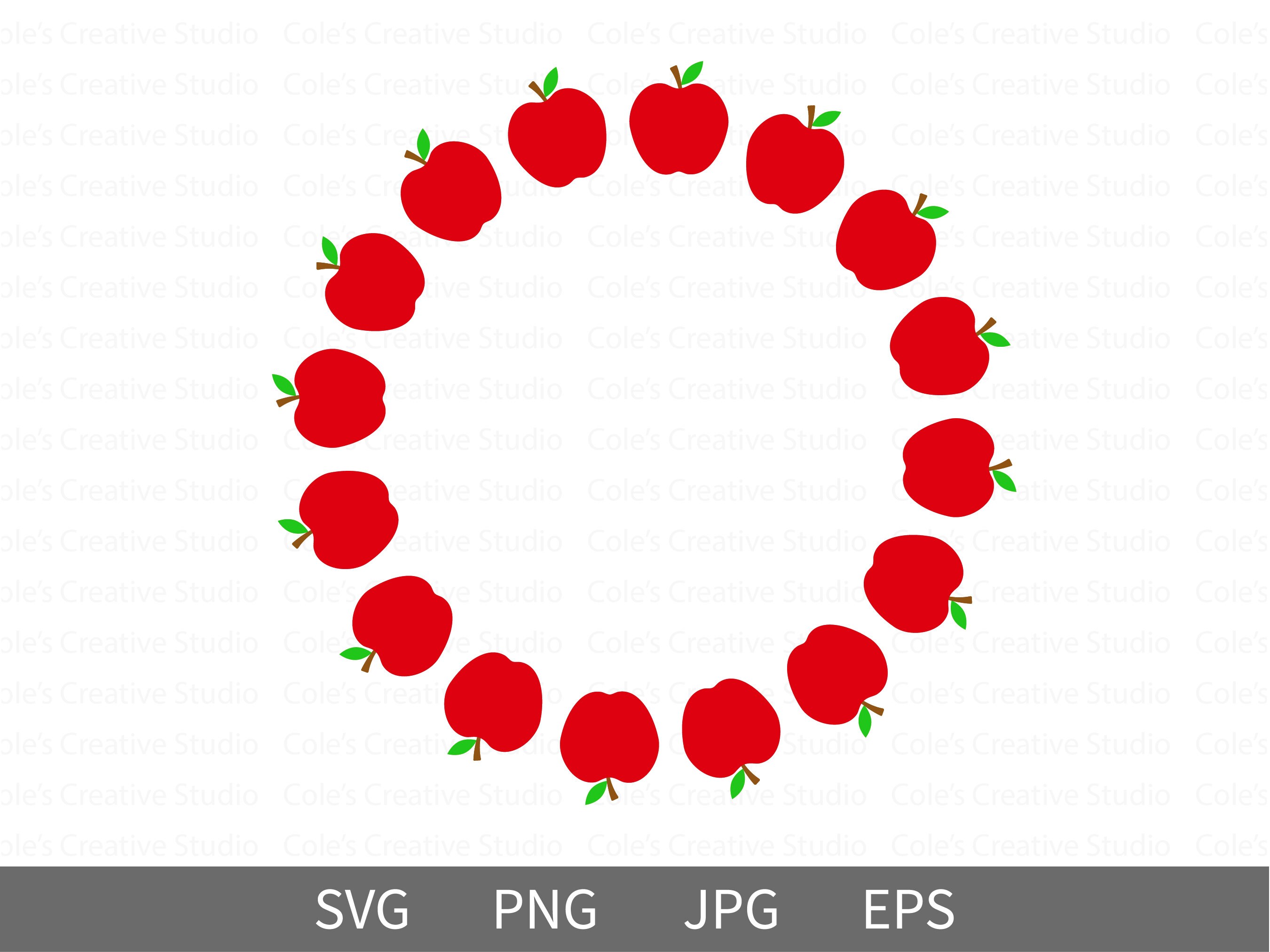 Apple Wreath Svg, Circle Wreath Svg, Red Apple Wreath Svg, Apple Vector ...
