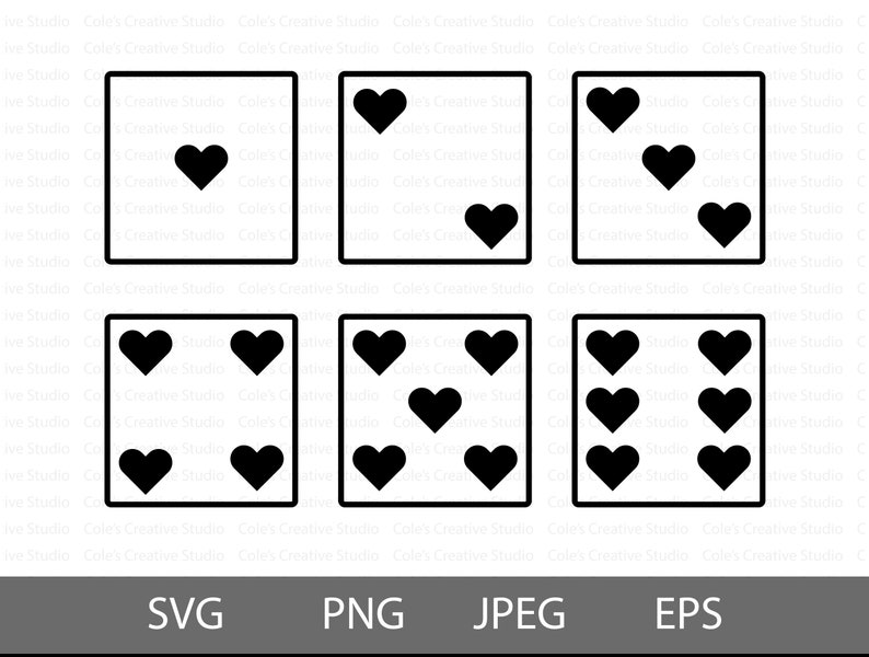 Heart Dice Outline Set Svg Dice Svg Heart Dice Dice | Etsy