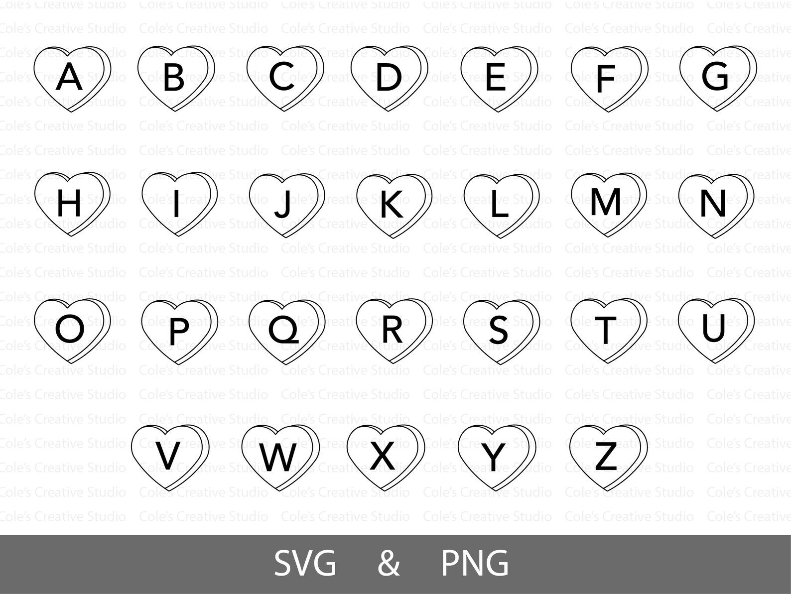 Conversation Hearts Alphabet Svg Bundle Conversation Hearts - Etsy