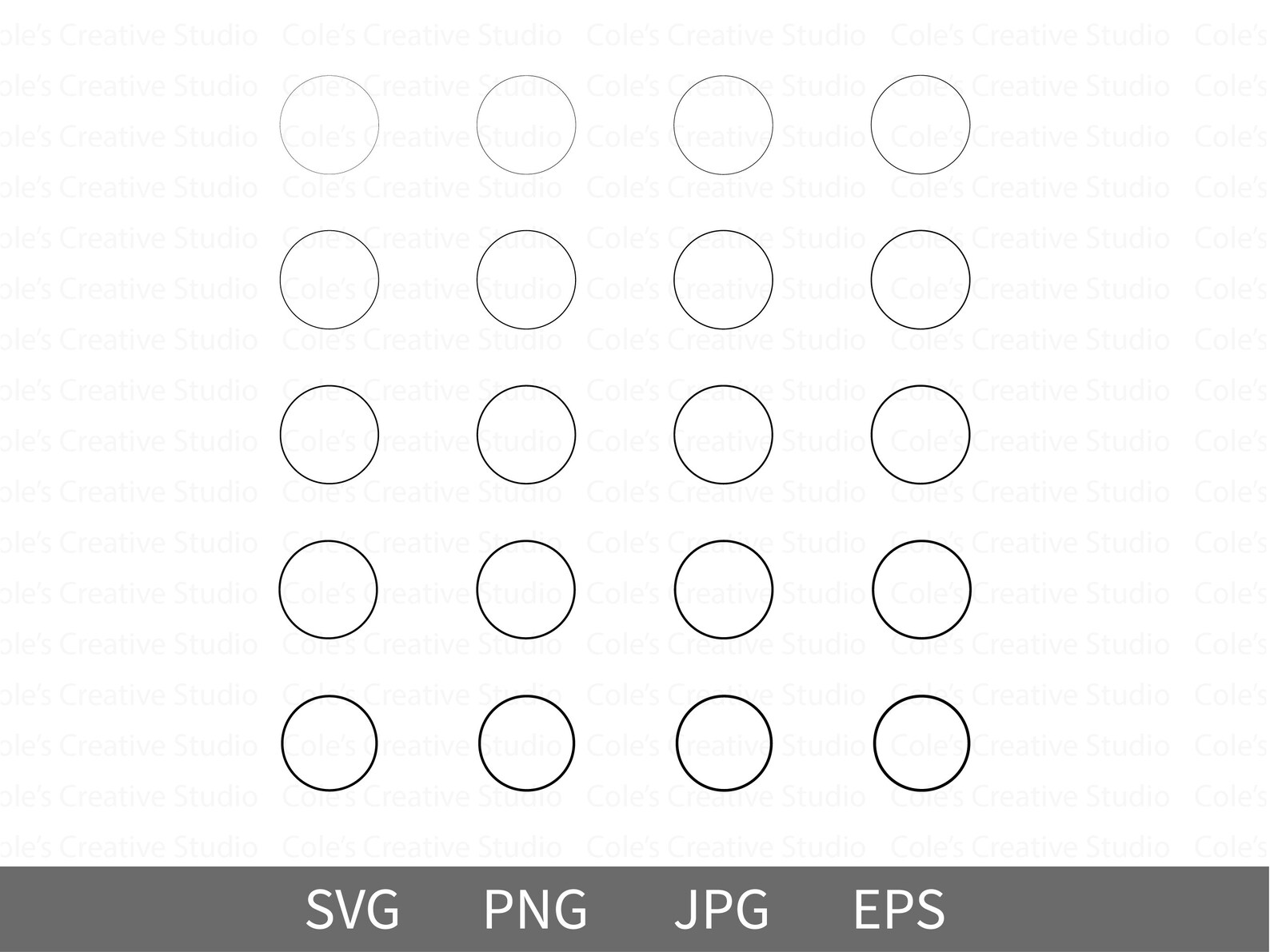 Circle Outline SVG, Different Thickness Circles, Circle Frame SVG ...