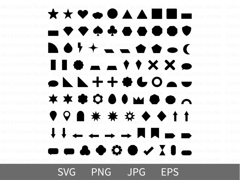 90 Basic Filled Shape SVG, Basic Shapes Svg, Basic Shapes Clipart ...