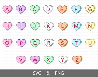 Conversation Hearts Alphabet Svg Bundle, Conversation Hearts ...