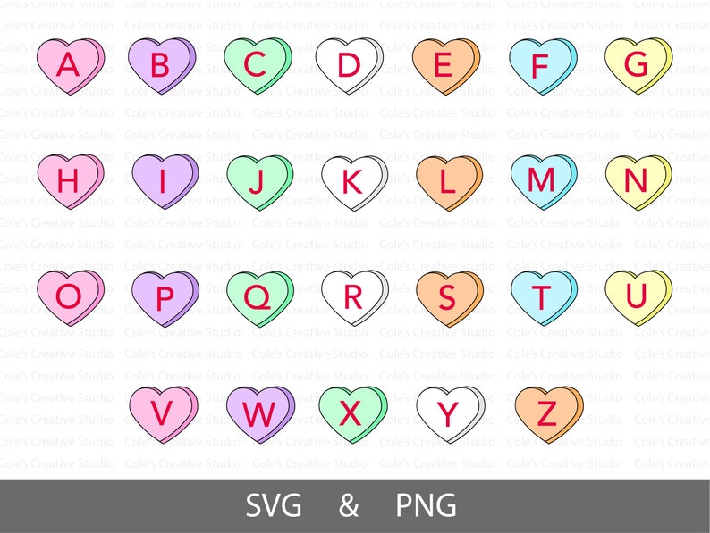 Conversation Hearts Alphabet Svg Bundle, Conversation Hearts ...