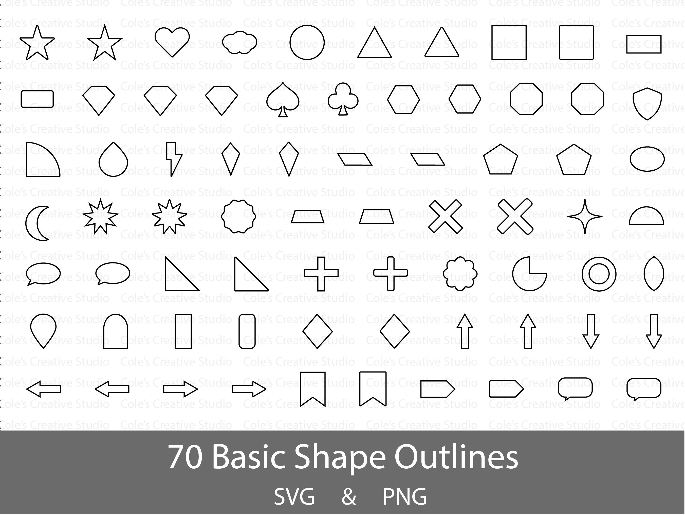 70 Basic Shape Outlines Bundle, Shapes SVG Bundle, Shapes Svg, Shapes ...